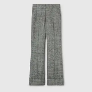 Gucci Wool Grisaille Pants With Embroidery