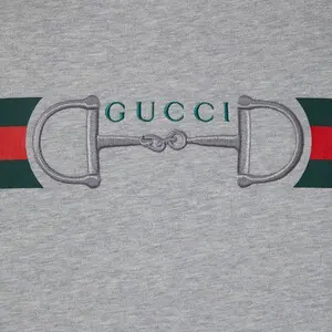 Gucci Cotton Jersey Sweatshirt With Web Print And Horsebit Embroidery
