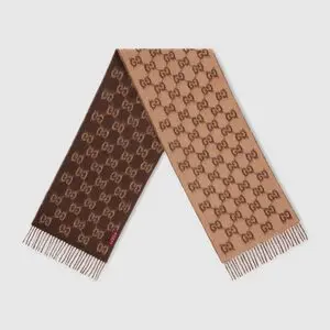 Gucci Gg Alpaca Wool Scarf - Brown