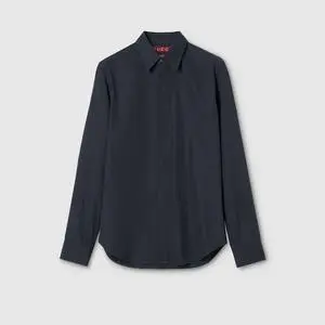 Gucci Piece Dyed Poplin Shirt With Embroidery - Blue