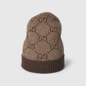Gucci Gg Cashmere Lamé Beanie - Brown