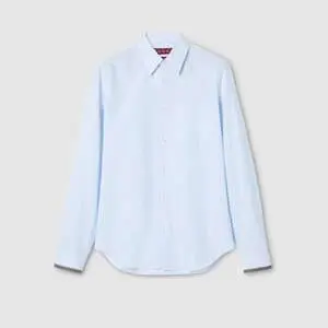 Gucci Striped Cotton Shirt With Web - Blue