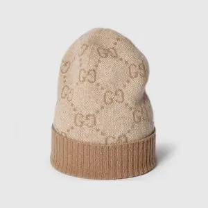 Gucci Gg Cashmere Lamé Beanie - White