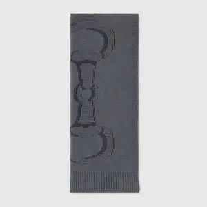 Gucci Wool Scarf With Horsebit Detail Wool - Grey