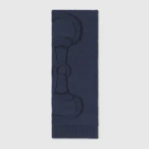 Gucci Wool Scarf With Horsebit Detail Wool - Blue