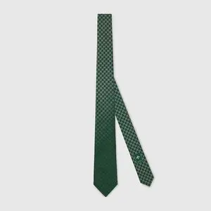 Gucci GG Silk Jacquard Neck Tie Green