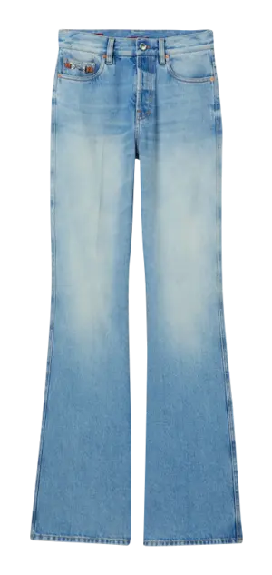 GUCCI Gucci Flared Bleached Cotton Denim Pants