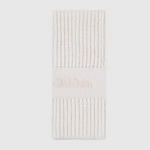 Gucci Wool Cashmere Scarf With Embroidery Wool - White