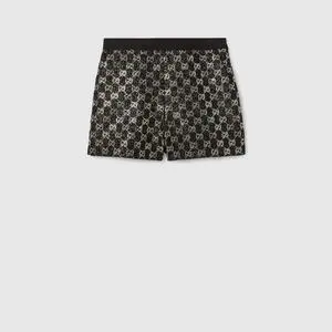 Gucci Embroidered Wool Tweed Lamé Shorts
