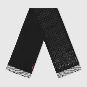 Gucci Gg Wool Scarf With Crystals