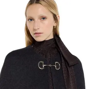 Gucci Silk Wool Cape With Horsebit