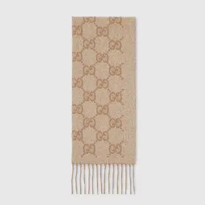 Gucci Gg Cashmere Lamé Scarf Wool - White