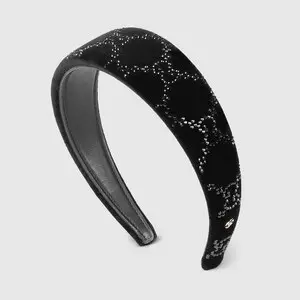 Gucci Velvet Headband With Gg Crystals