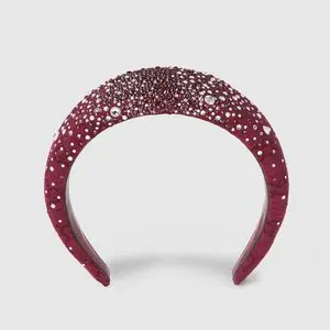 Gucci Gg Canvas Headband With Crystals - Bordeaux