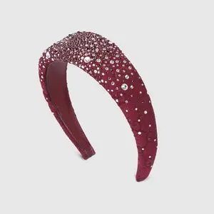 Gucci Gg Canvas Headband With Crystals - Bordeaux