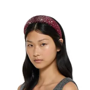 Gucci Gg Canvas Headband With Crystals - Bordeaux