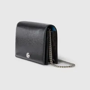 Gucci Bi-color Gg Marmont Wallet On Chain Leather