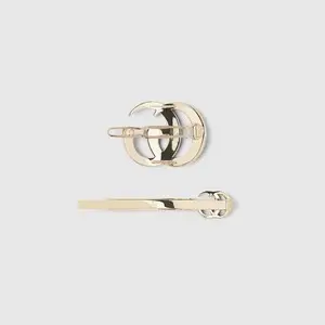 Gucci Double G Hair Slide Set With Crystals - Pink