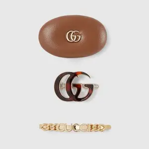 Gucci Hair Clip Set - Brown