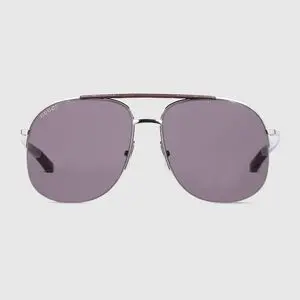 Gucci Navigator Sunglasses With Logo - Silver