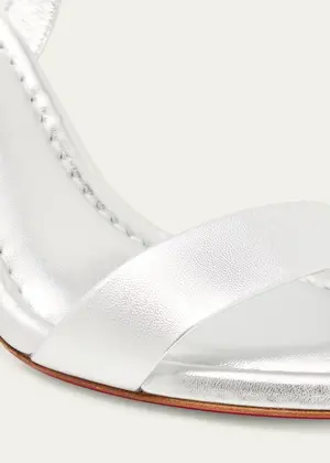 CHRISTIAN LOUBOUTIN 85mm Miss Jane Metallic Leather Sandals - Silver