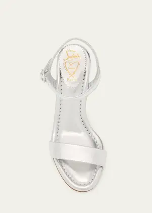 CHRISTIAN LOUBOUTIN 85mm Miss Jane Metallic Leather Sandals - Silver