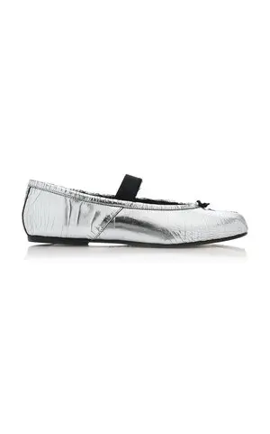 MAISON MARGIELA Tabi Crinkled Metallic Leather Ballet Flats