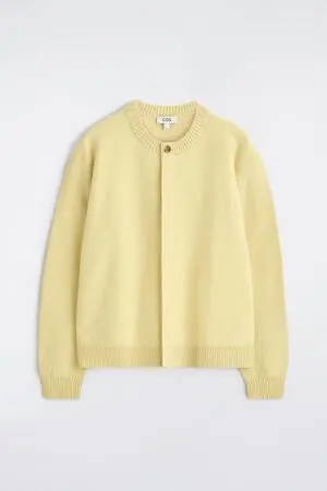 Cos Boiled-wool Crew-neck Cardigan - Yellow