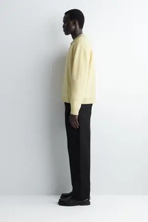 Cos Boiled-wool Crew-neck Cardigan - Yellow