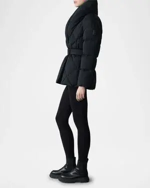 Mackage Belted Down-filled Quilted Jacket - Black