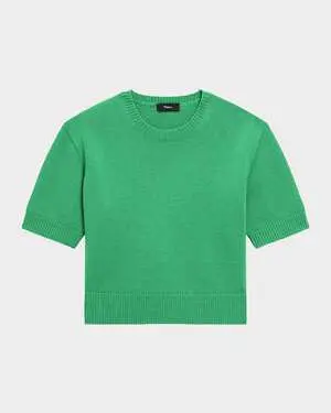 THEORY Cashmere Cropped Short-sleeve T-shirt
