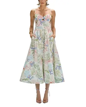 PatBO Seaweed Flutter Midi Dress - Off White