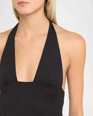 Kiki De Montparnasse Echauffe Plunging Stretch Jersey Bodysuit - Black