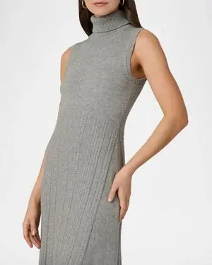 Shoshanna Carmella Sleeveless Turtleneck Knit Midi Dress - Grey