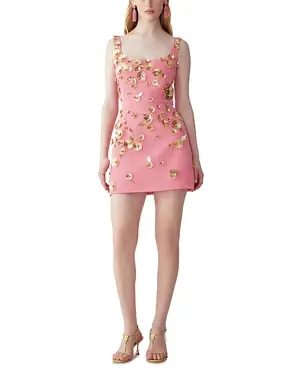 Carolina Herrera Embellished Silk Mini Dress - Sunset Multi