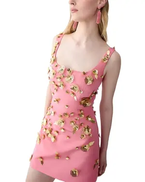 Carolina Herrera Embellished Silk Mini Dress - Sunset Multi