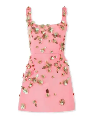 Carolina Herrera Embellished Silk Mini Dress - Sunset Multi