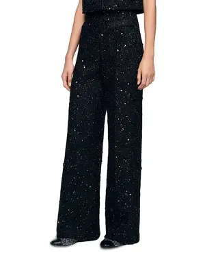 Sandro Bennett Rhinestone Tweed Pants