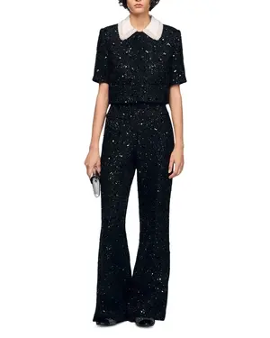 Sandro Bennett Rhinestone Tweed Pants