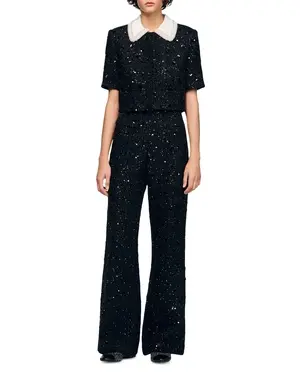 Sandro Bennett Rhinestone Tweed Pants