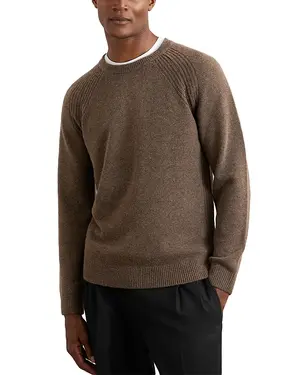 REISS Wool And Cashmere Raglan Sweater - Pecan Brown