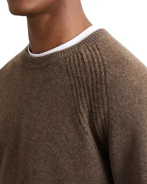 REISS Wool And Cashmere Raglan Sweater - Pecan Brown