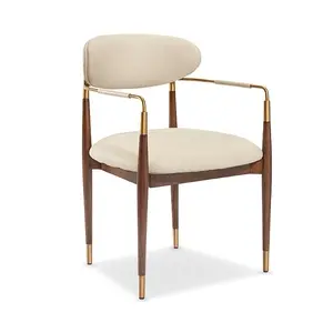 INTERLUDE HOME Cidra Chair - Walnut/satin Brass/cream Latte