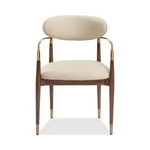INTERLUDE HOME Cidra Chair - Walnut/satin Brass/cream Latte