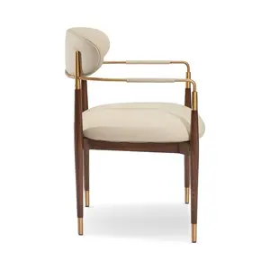 INTERLUDE HOME Cidra Chair - Walnut/satin Brass/cream Latte