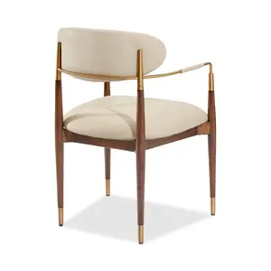 INTERLUDE HOME Cidra Chair - Walnut/satin Brass/cream Latte