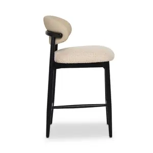 INTERLUDE HOME Liam Counter Stool - Matte Black/cream Latte/baja Seed