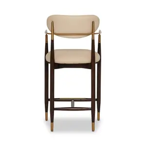 INTERLUDE HOME Cidra Counter Stool - Classic Walnut/satin Brass/cream Latte