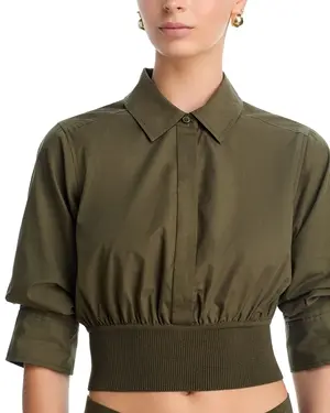 Simkhai Stiles Cropped Shirt - Fern