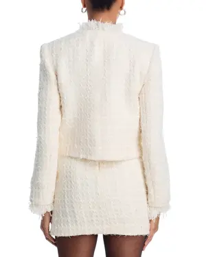 AREA Tweed Eyelash Jacket - Cream White